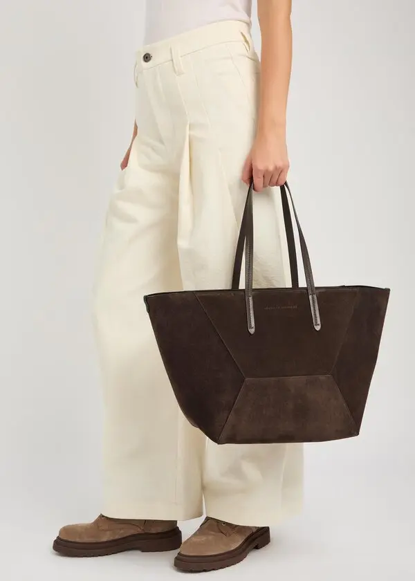 Brunello Cucinelli Bead Medium Suede Tote