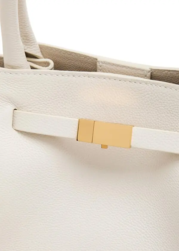 DEMELLIER The New York Midi Grained Leather Tote - White