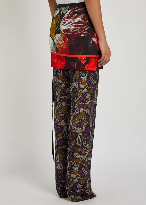 Dries Van Noten Printed Satin Mini Wrap Skirt - Black