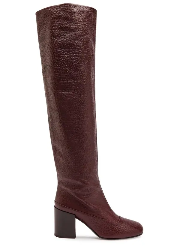 Dries Van Noten 75 Grained Leather Over-the-knee Boots - Burgundy