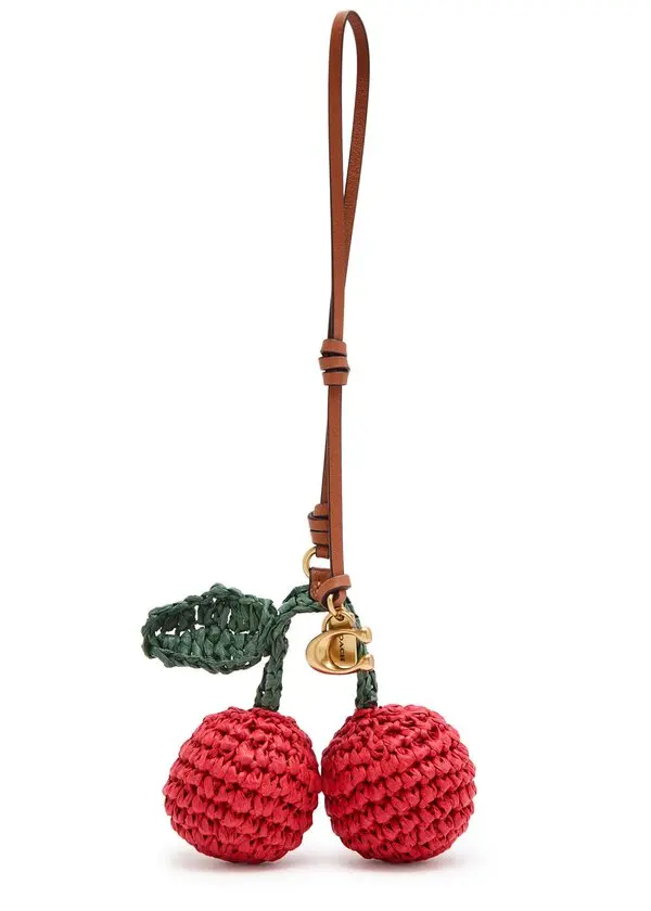 COACH Cherries Leather And Straw Bag Charm - Multicoloured 1