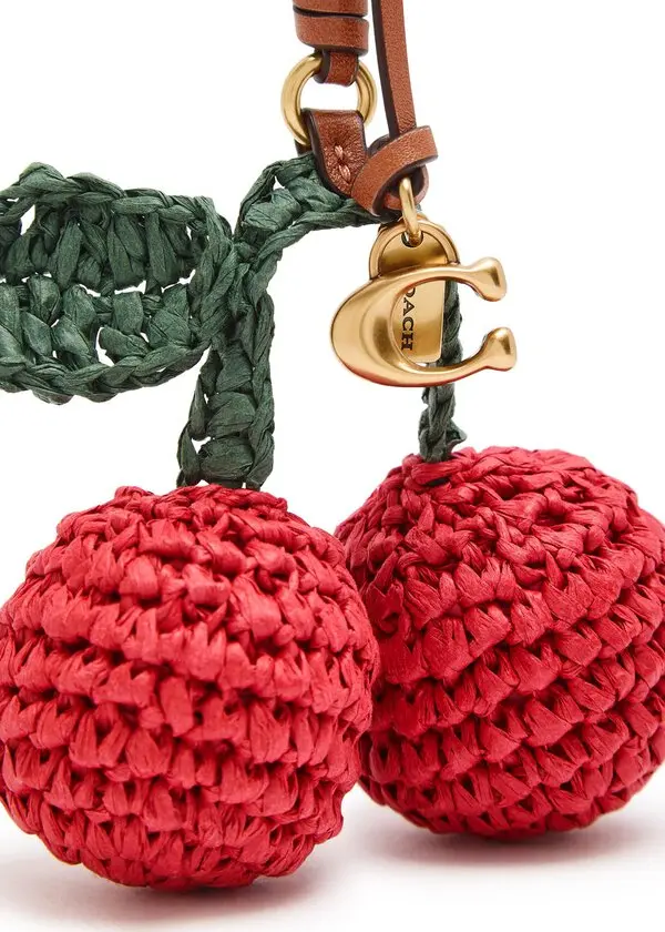 COACH Cherries Leather And Straw Bag Charm