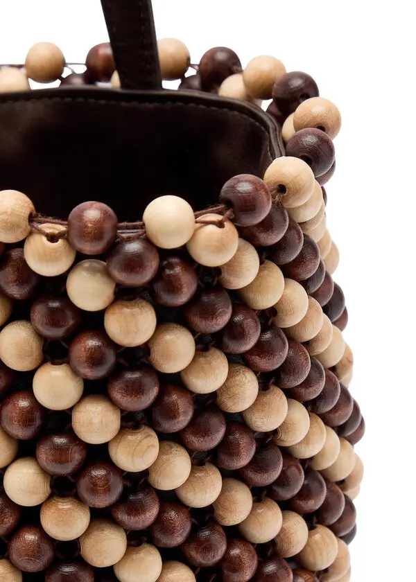 Rabanne Beaded Leather Bucket Bag