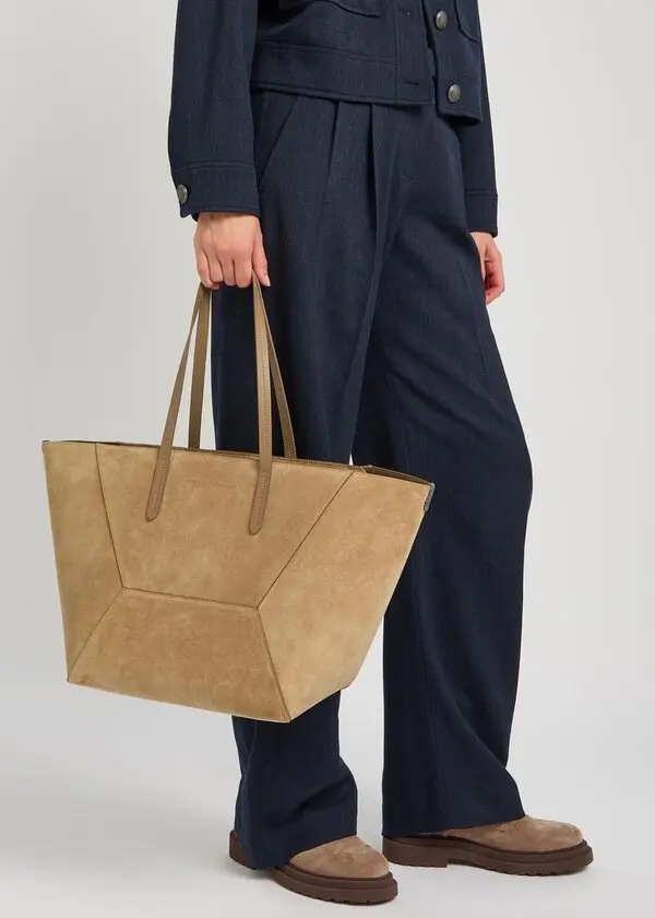 Brunello Cucinelli Bead Medium Suede Tote