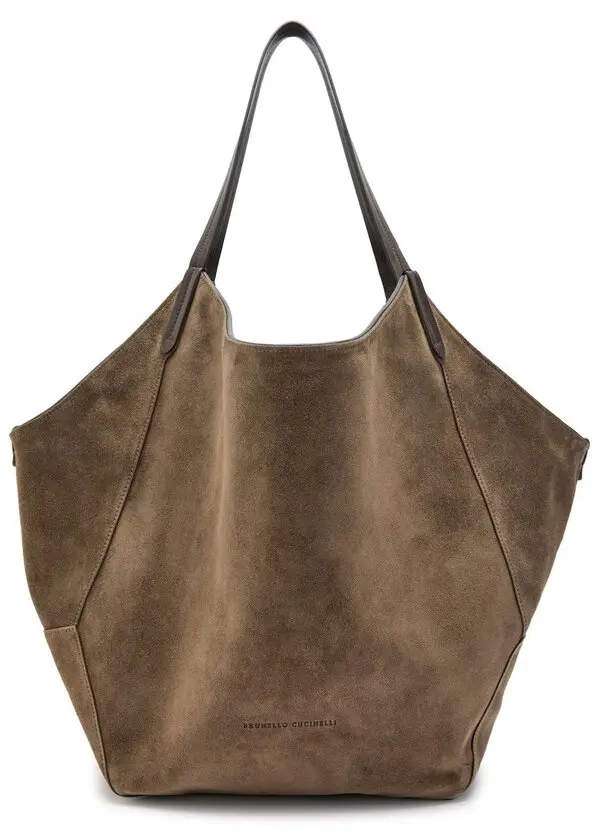 Brunello Cucinelli Reversible Suede Tote - Beige