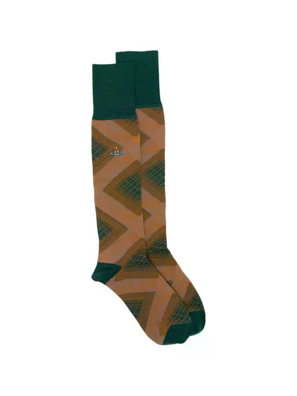 VIVIENNE WESTWOOD Quadrophenia Orb-embroidered High Socks - Green