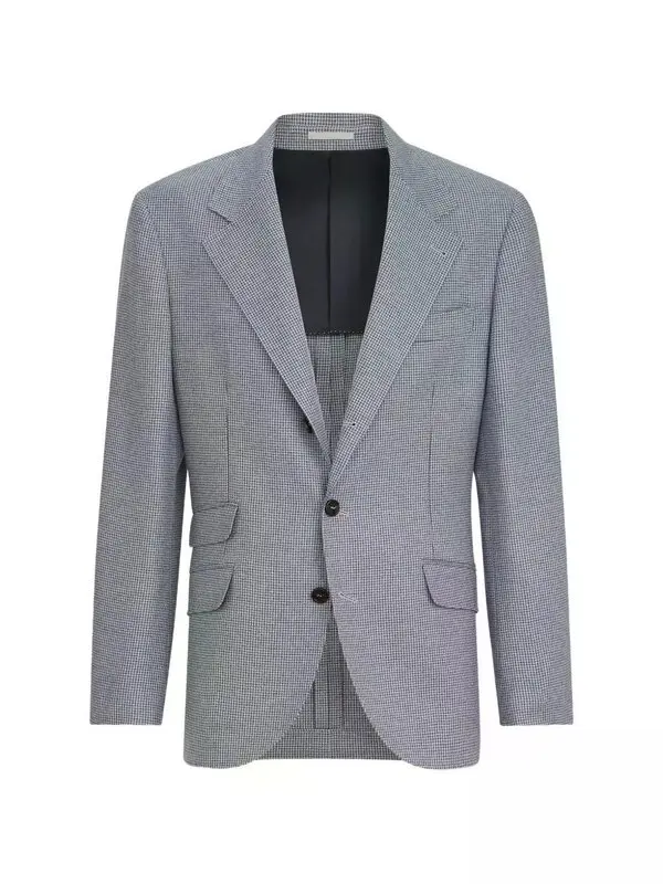 Brunello Cucinelli Cashmere And Silk Houndstooth Flannel Deconstructed Cavallo Blazer