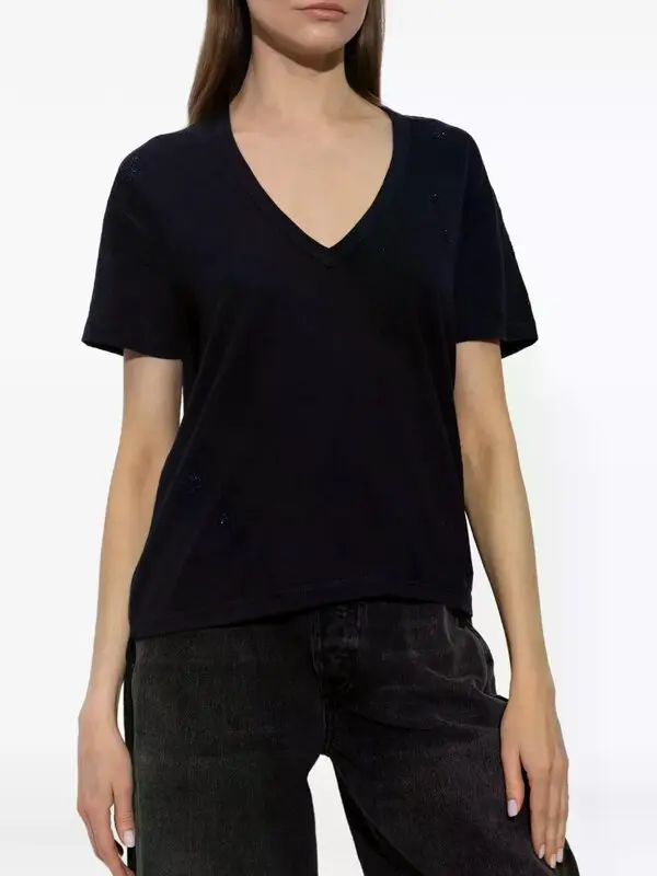 Zadig&Voltaire Marta Rhinestone Embellished V-neck T-shirt
