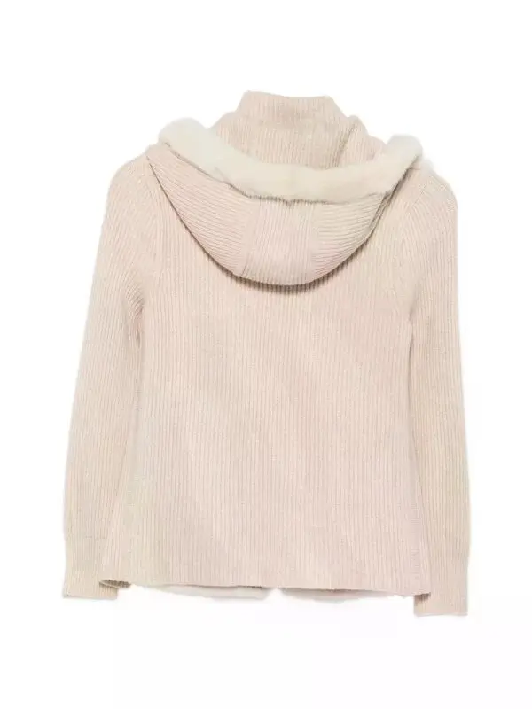 LISKA Fur-panelled Ribbed-knit Jacket
