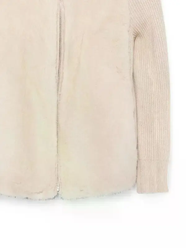 LISKA Fur-panelled Ribbed-knit Jacket