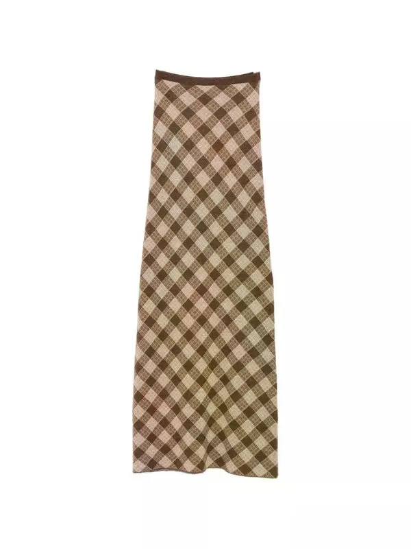 AYA MUSE Kae Checkered Maxi Skirt - Brown