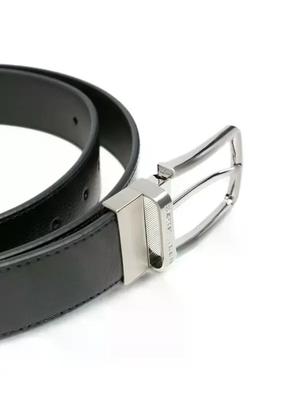Emporio Armani Logo Engraved Buckle Belt - Blue