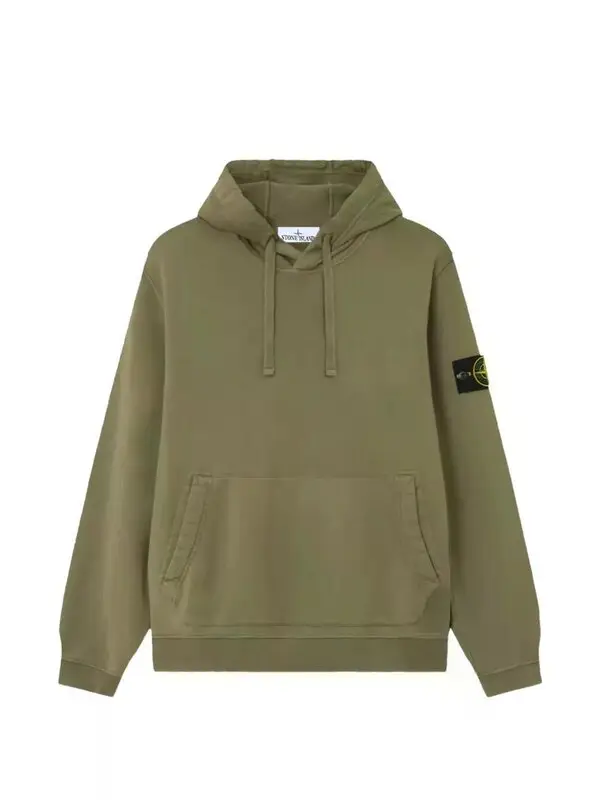 Stone Island 6100062 Organic Cotton Fleece Hooded Sweatshirt - Green