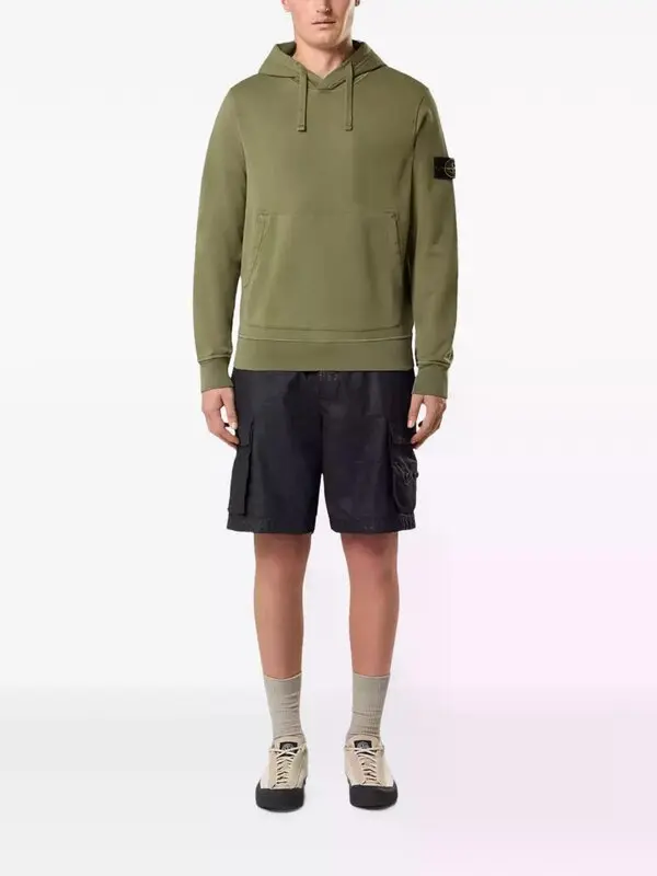 Stone Island 6100062 Organic Cotton Fleece Hooded Sweatshirt - Green