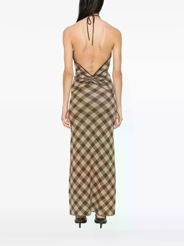 AYA MUSE Checkered Halterneck Blouse