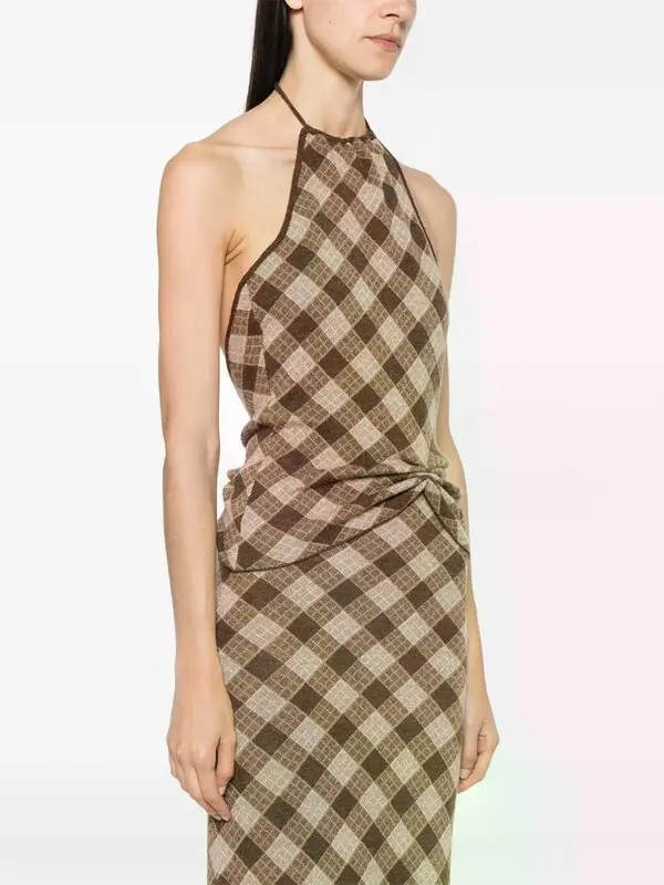 AYA MUSE Checkered Halterneck Blouse