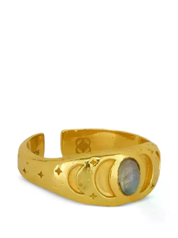 OTTOMAN HANDS Moonstone Moon-engraved Rings - Gold