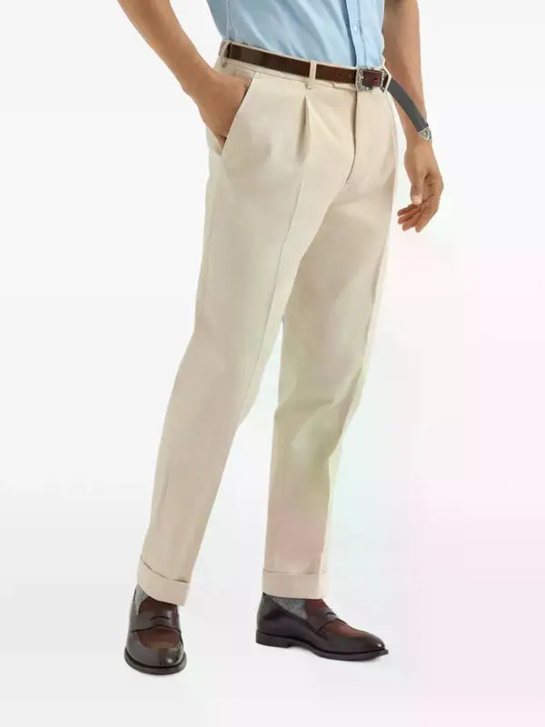 Brunello Cucinelli Pleated Cotton And Virgin Wool Gabardine Trousers