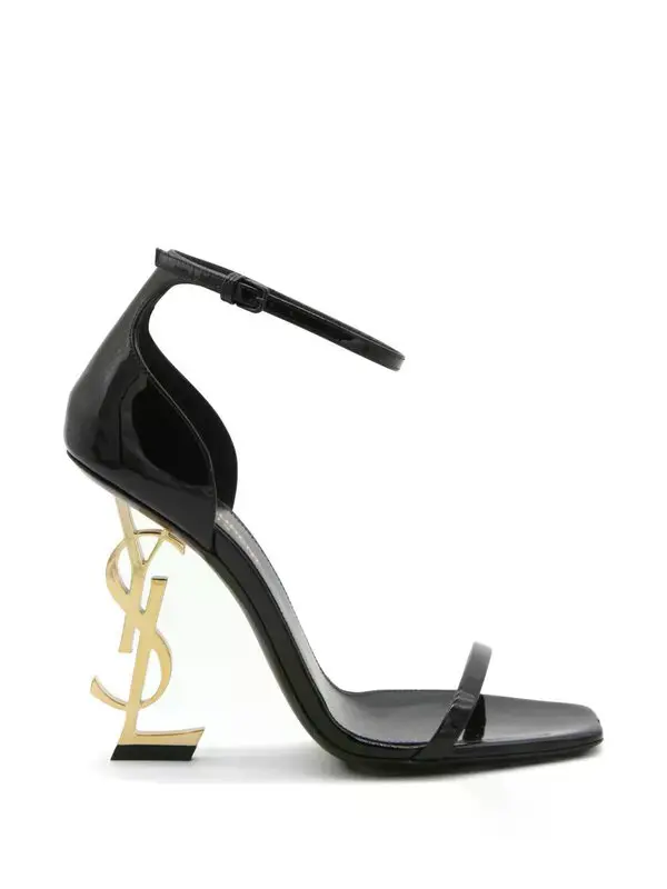 Saint Laurent Opyum Logo-heel Sandals - Black