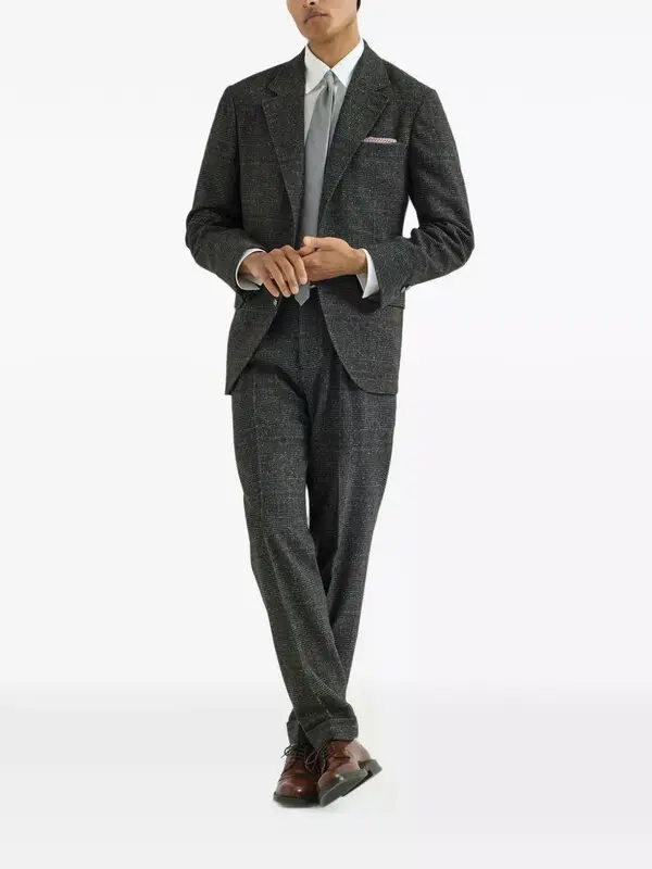 Brunello Cucinelli Silk, Wool And Cashmere Prince Of Wales Flannel Deconstructed Blazer - Grey