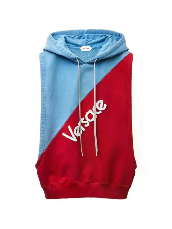 Versace Sleeveless Embroidered Cotton Hoodie