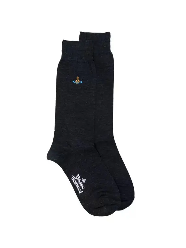 VIVIENNE WESTWOOD Orb-embroidered Calf-length Socks - Blue