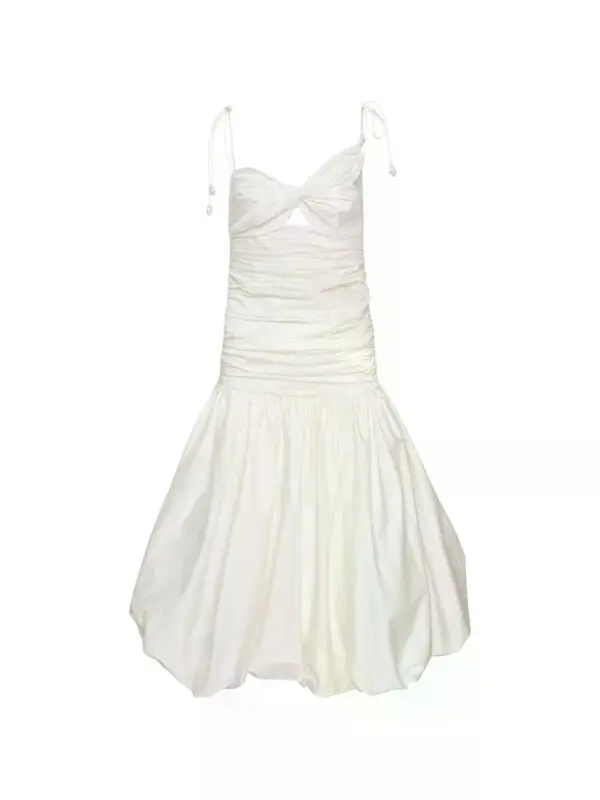 SELF-PORTRAIT Gathered Midi Dress With Keyhole Cut-out