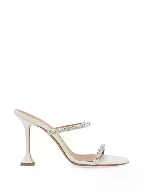 Amina Muaddi Gigi Slipper 95 Nappa And Crystals - White