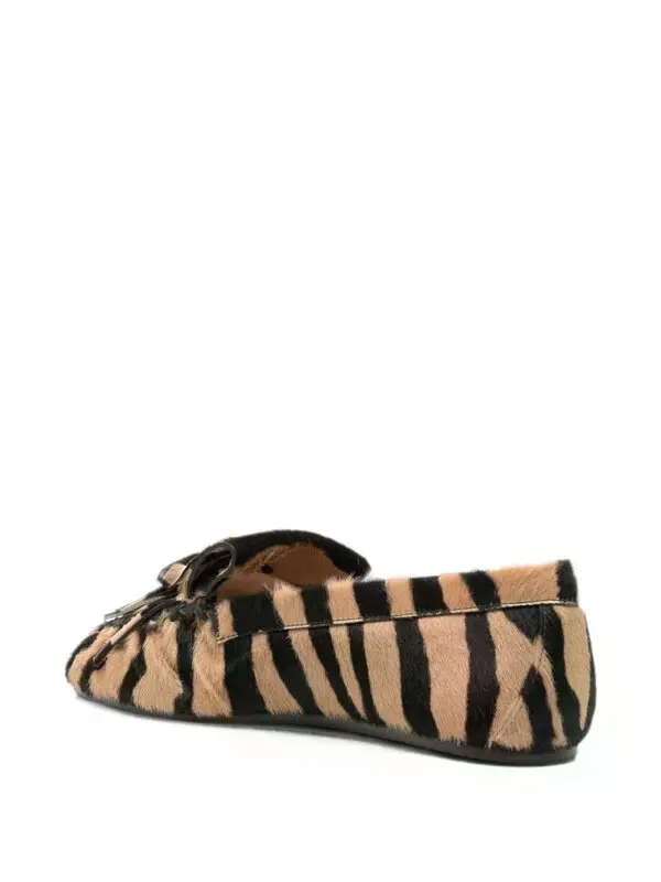 STUART WEITZMAN Fringe-detail Zebra-print Loafers