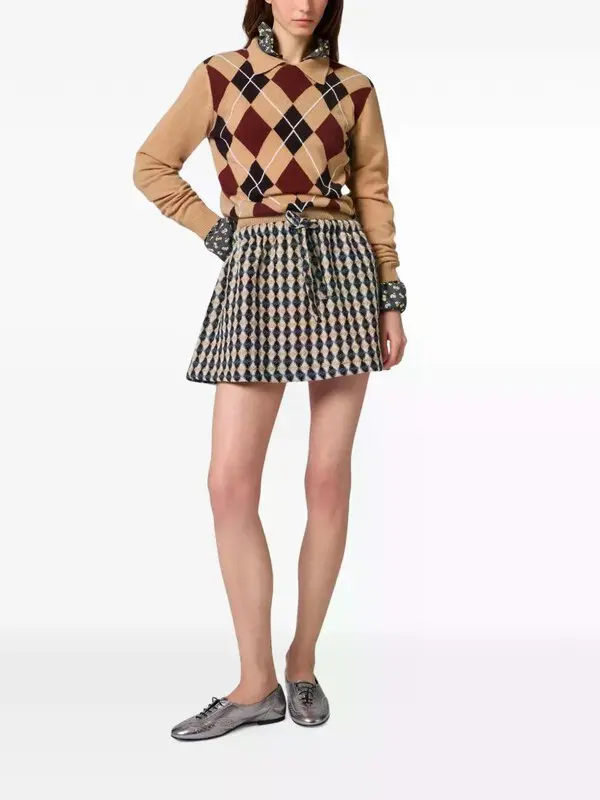 MSGM Argyle-pattern Polo-collar Sweater - Neutrals