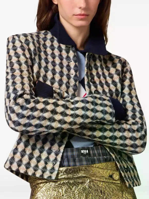 MSGM Diamond-pattern Button-up Jacket