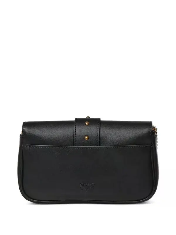 Pinko Love Bag Pocket Small Leather Shoulder Bag With Jewel Buckle - Black