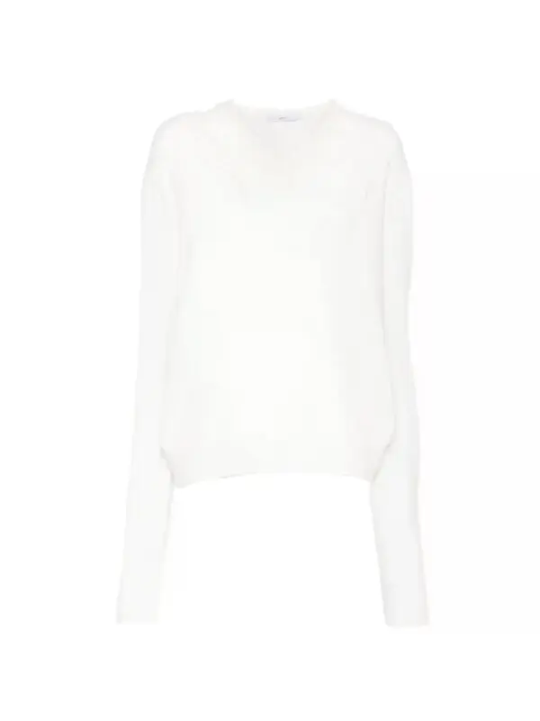 PUSHBUTTON Button "lace-trim Layered Sweater" Knitted Pullover