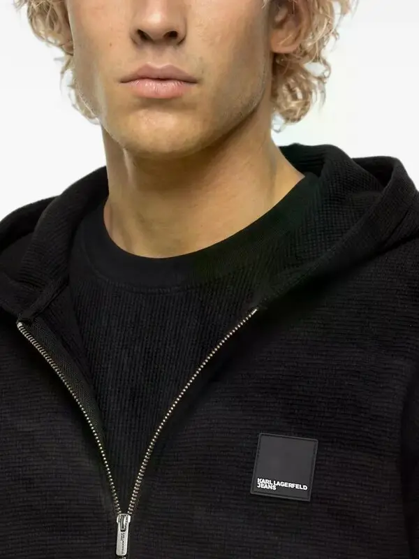 Karl Lagerfeld Waffle Zip-up Hoodie