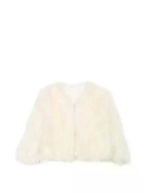 LISKA Feather Embellished Jacket - Neutrals