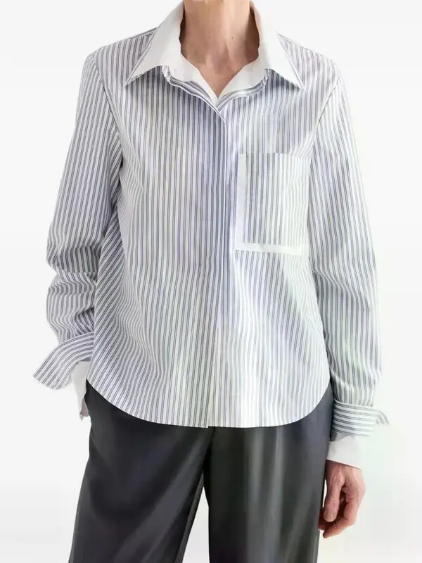 TWP Double Layer Striped Shirt - White