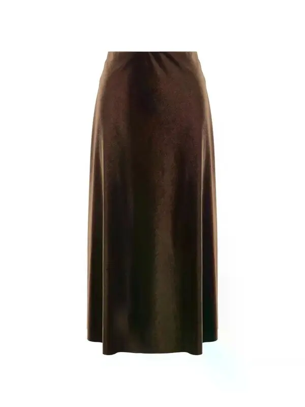 F.IT Velvet-effect High-waisted Midi Skirt - Brown