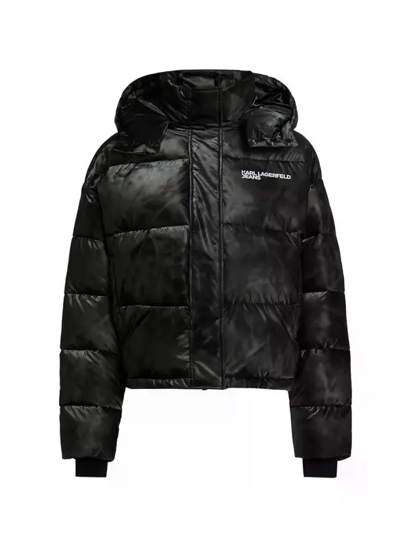 Karl Lagerfeld Cropped Shiny Puffer Jacket