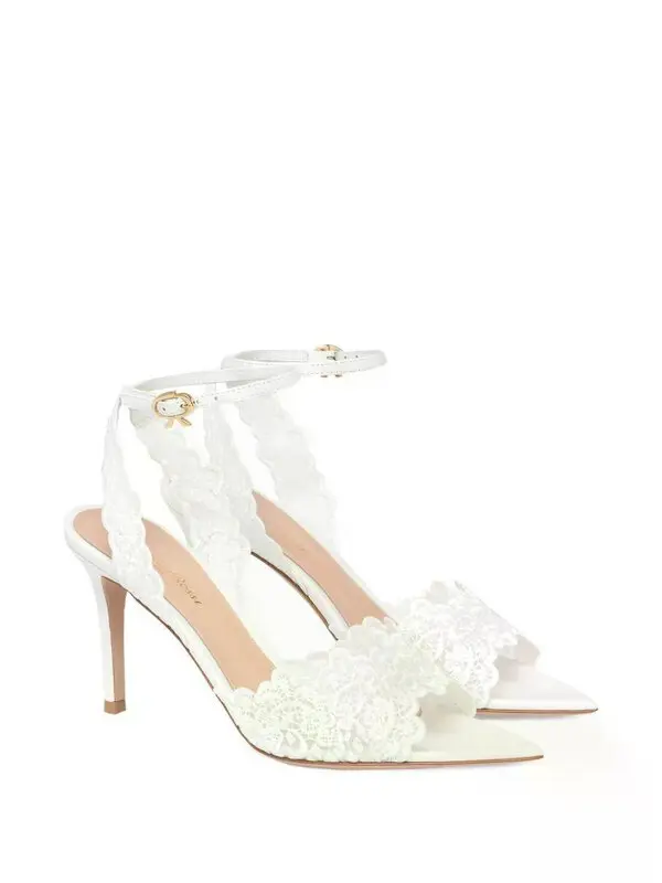 GIANVITO ROSSI Yvonne Lace Sandals - White
