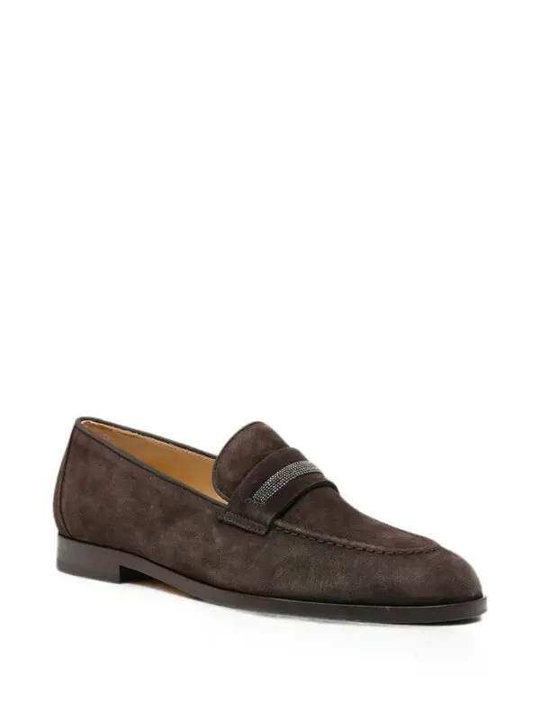 DOUCAL'S Eleanor Bead-embellished Loafers - Brown