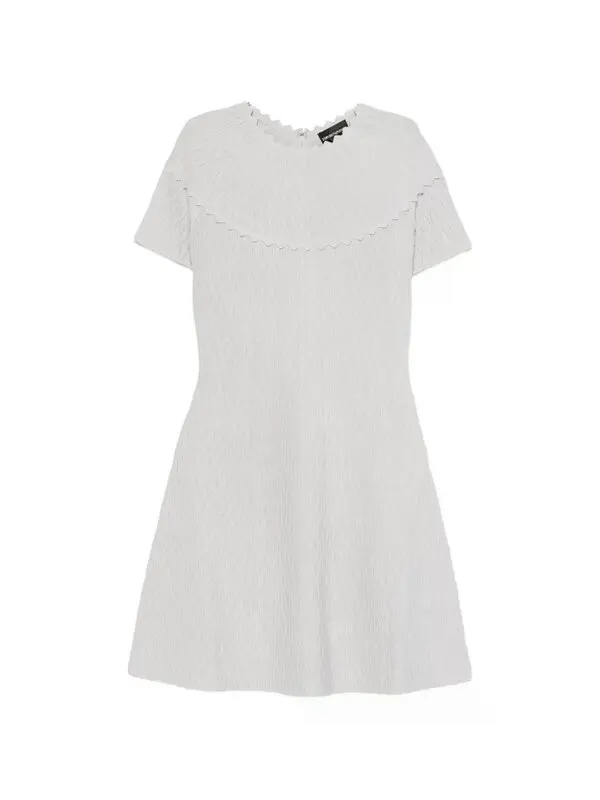 Emporio Armani Scalloped-trim Textured-finish Mini Dress - Grey