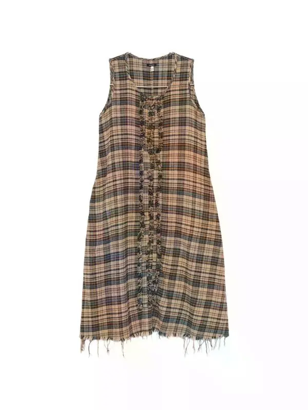 R13 Ruffled Checked Midi Dress