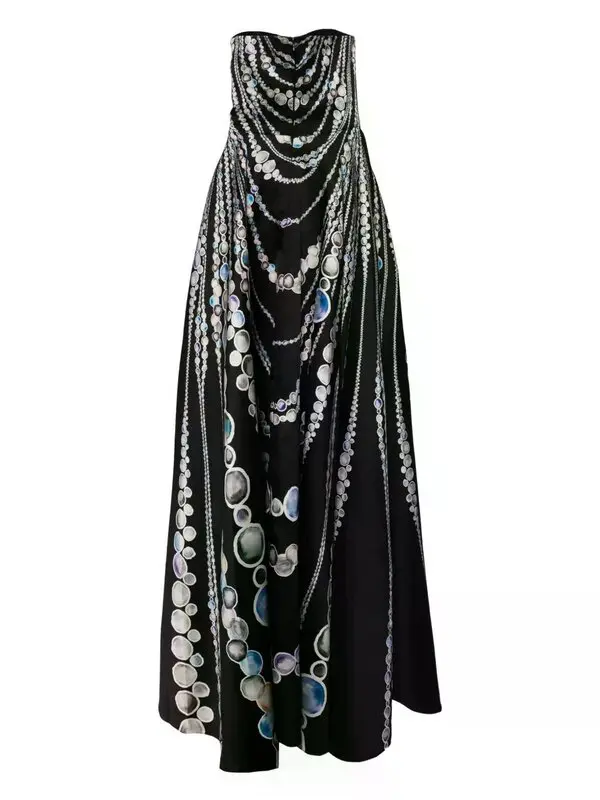 SAIID KOBEISY Graphic-print Mikado Gown