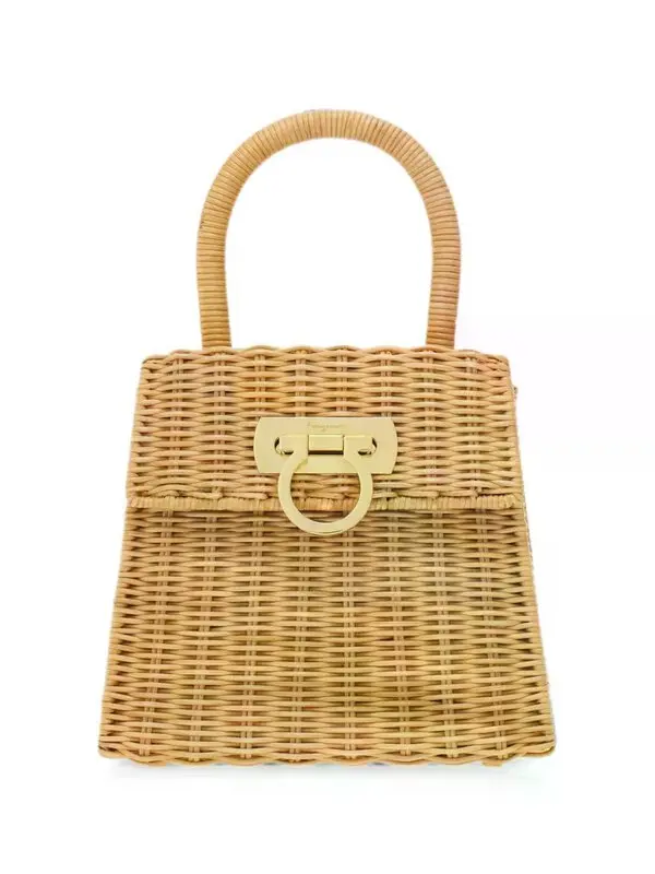FERRAGAMO S Woven Wicker Tote Bag - Neutrals