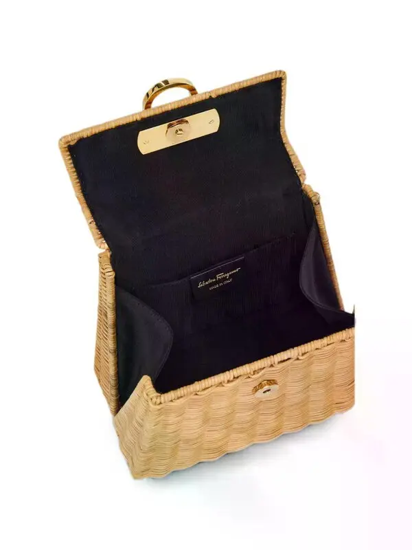 FERRAGAMO S Woven Wicker Tote Bag