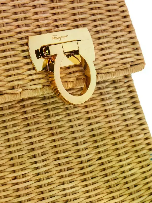 FERRAGAMO S Woven Wicker Tote Bag