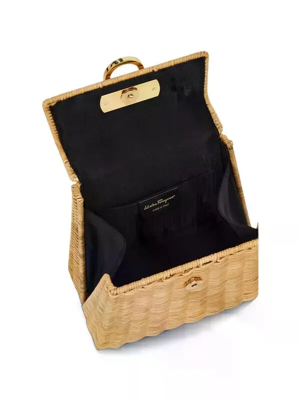 FERRAGAMO Woven Wicker Tote Bag - Neutrals