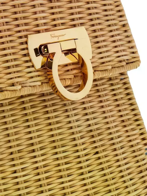 FERRAGAMO Woven Wicker Tote Bag - Neutrals