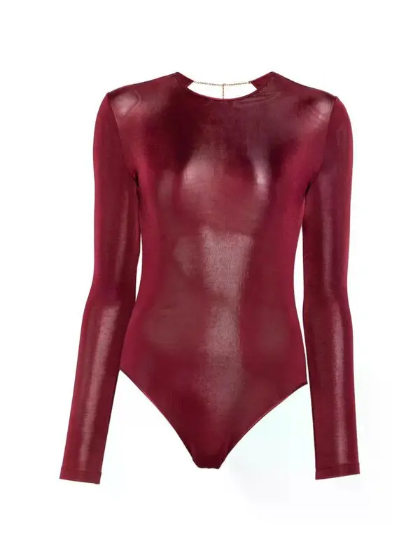 Saint Laurent Open-back Long-sleeve Bodysuit - Red