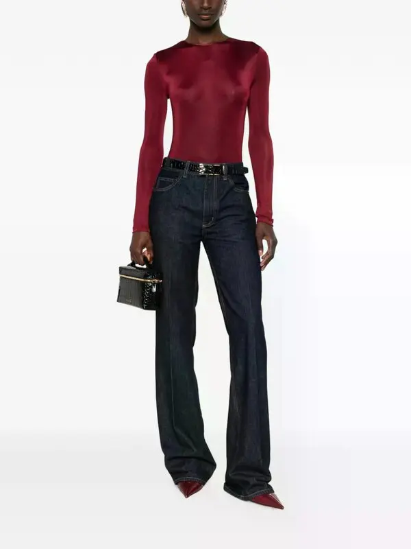 Saint Laurent Open-back Long-sleeve Bodysuit - Red
